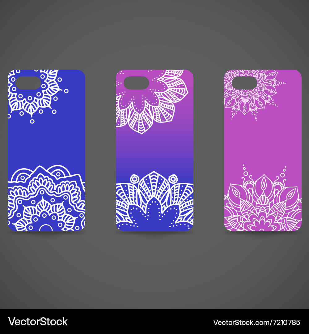 Set phone cover collection hand drawn ethnic Vector Image