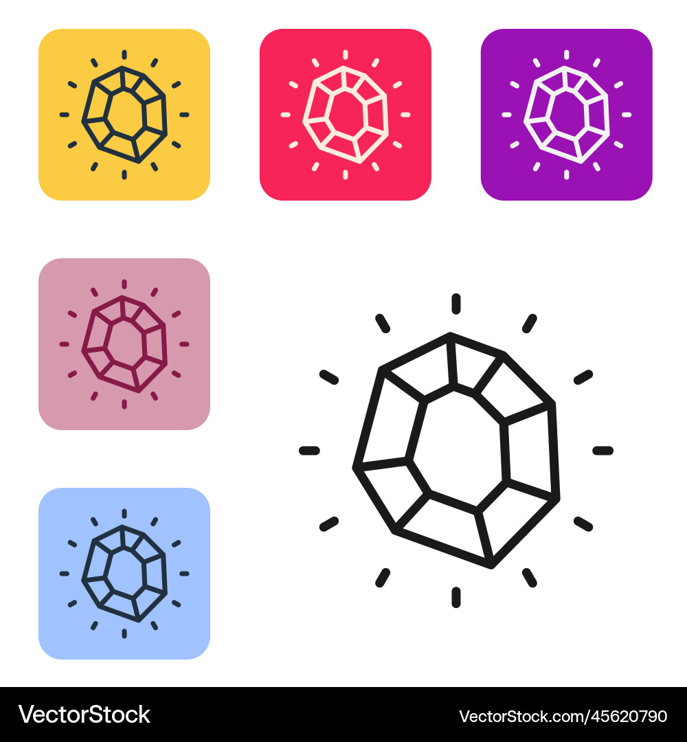 Black line magic stone icon isolated on white Vector Image