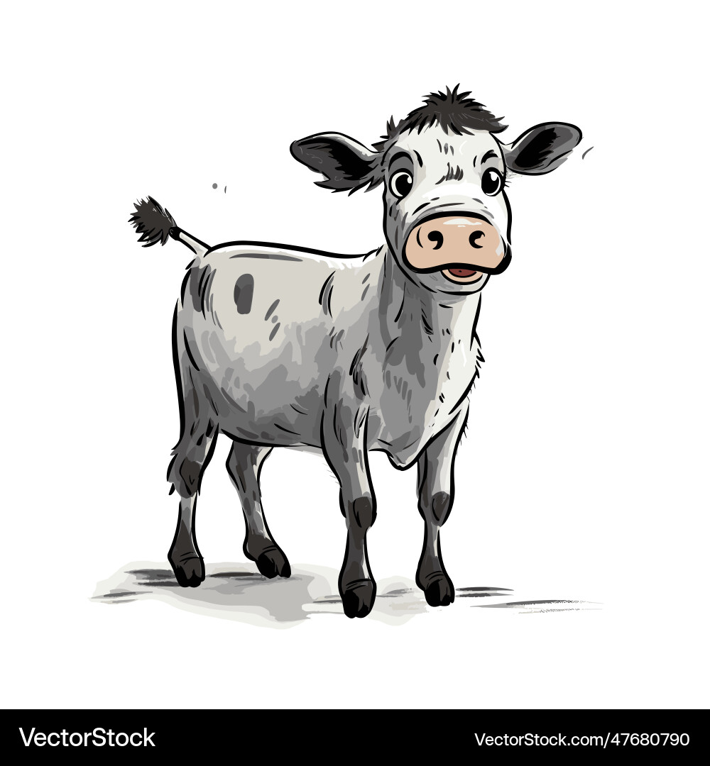Bullock hand-drawn doodle style cartoon Royalty Free Vector