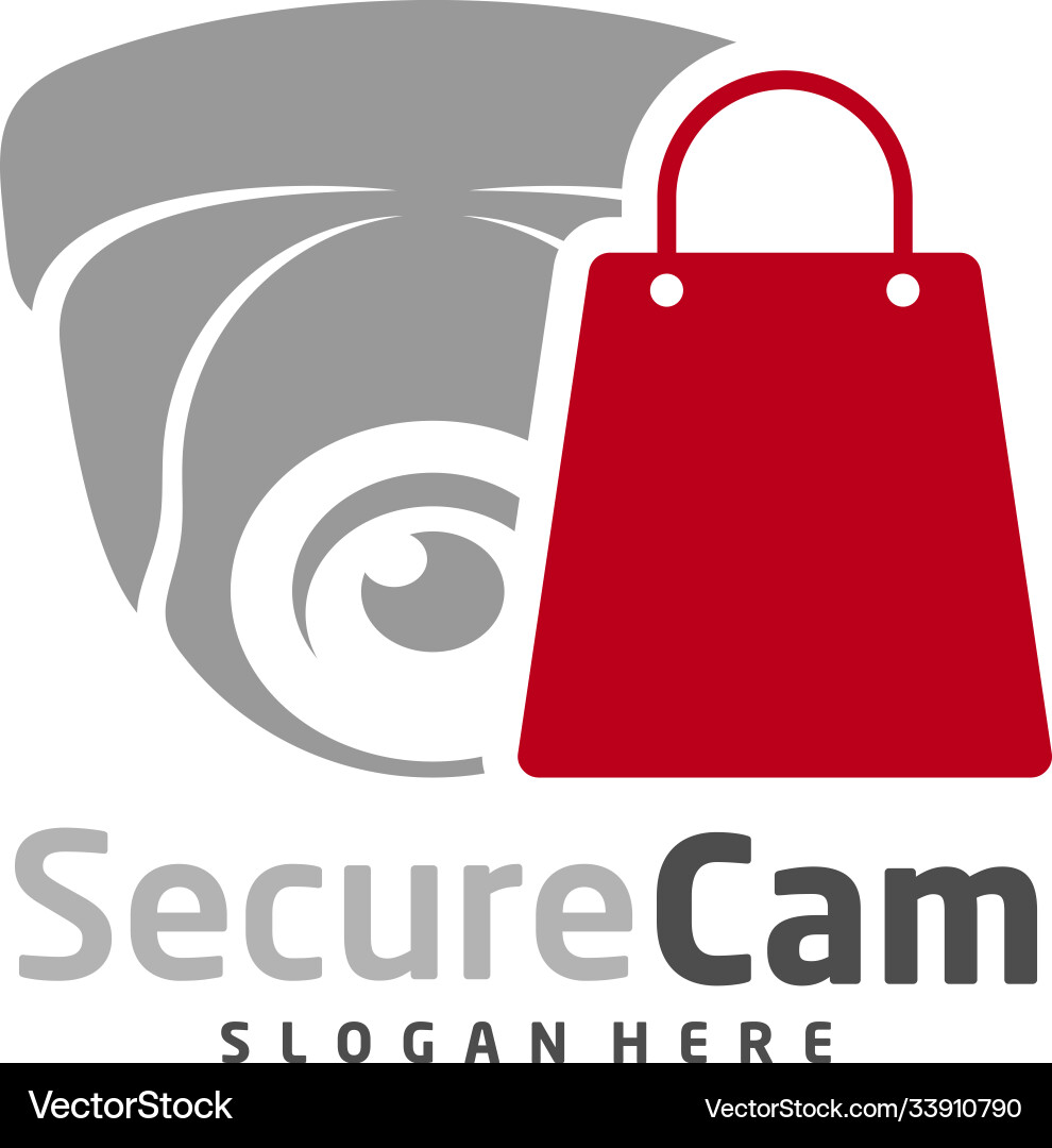 Cctv camera with shop icon logo design template Vector Image