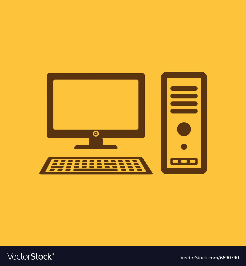 Computer icon pc symbol flat Royalty Free Vector Image