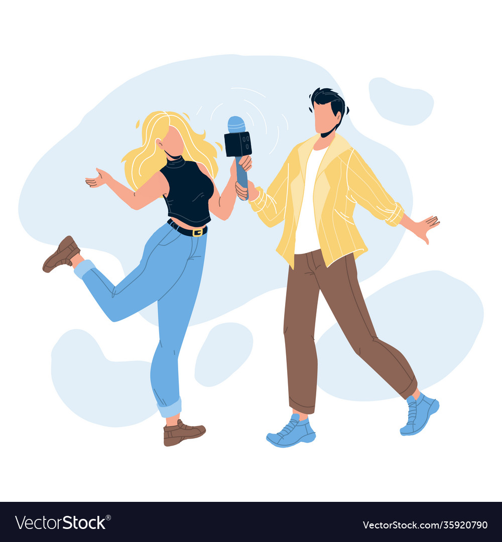 Couple Singing In Karaoke Club Together Royalty Free Vector