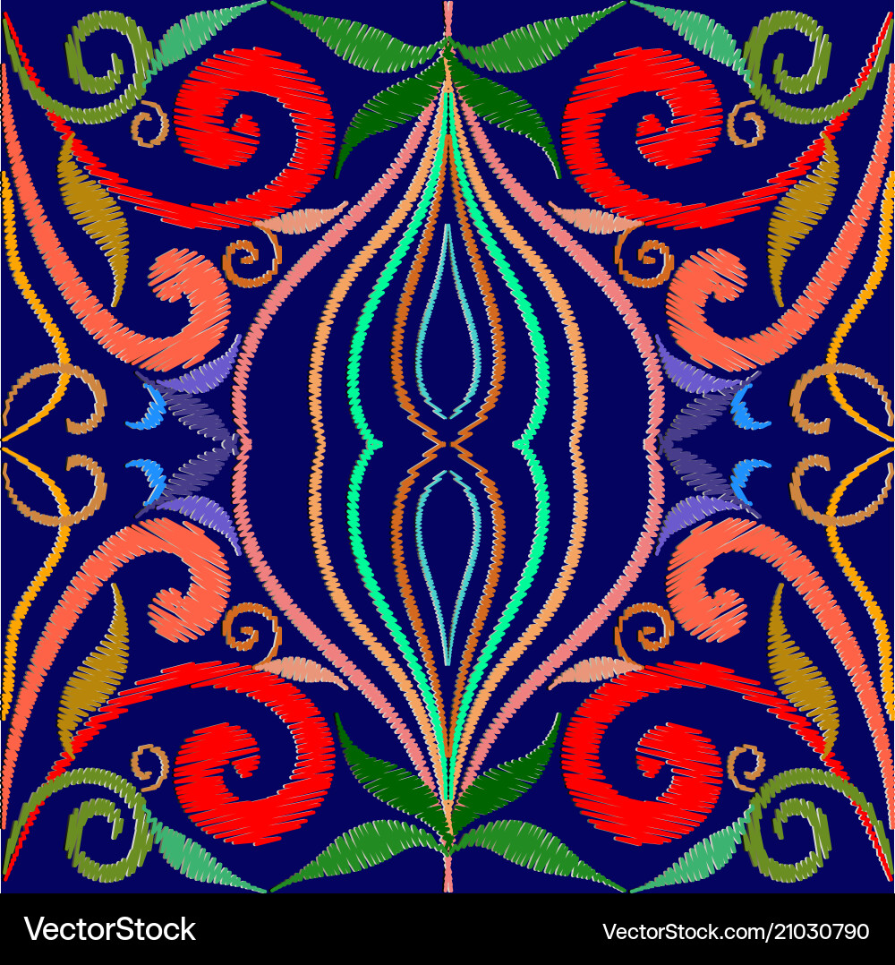 Embroidery vintage seamless pattern tapestry line Vector Image