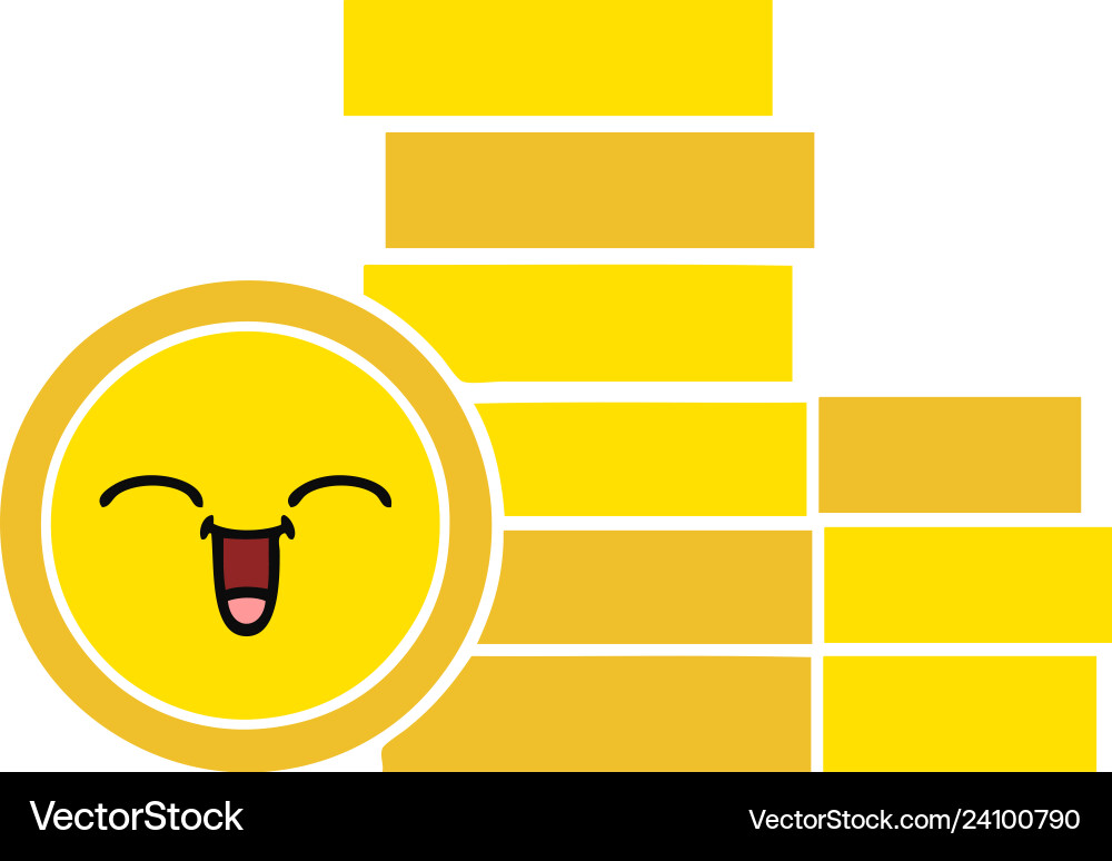 Flat color retro cartoon coins Royalty Free Vector Image
