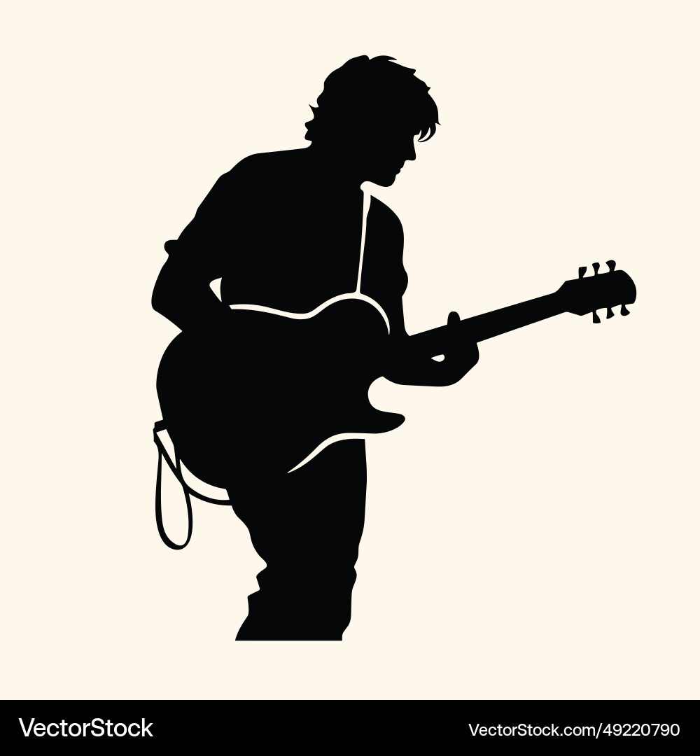Guitarist black icon on white background Vector Image