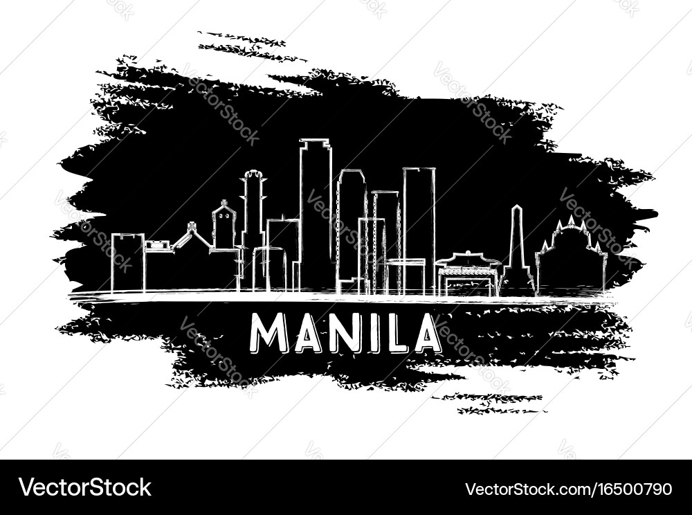 Manila philippines skyline silhouette hand drawn Vector Image