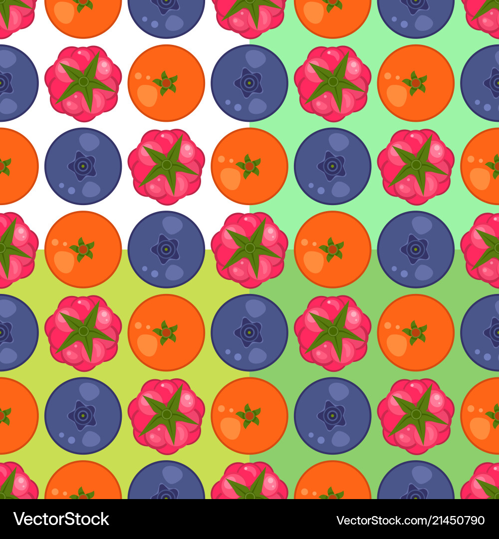 Orange blueberry and raspberry pattern Royalty Free Vector