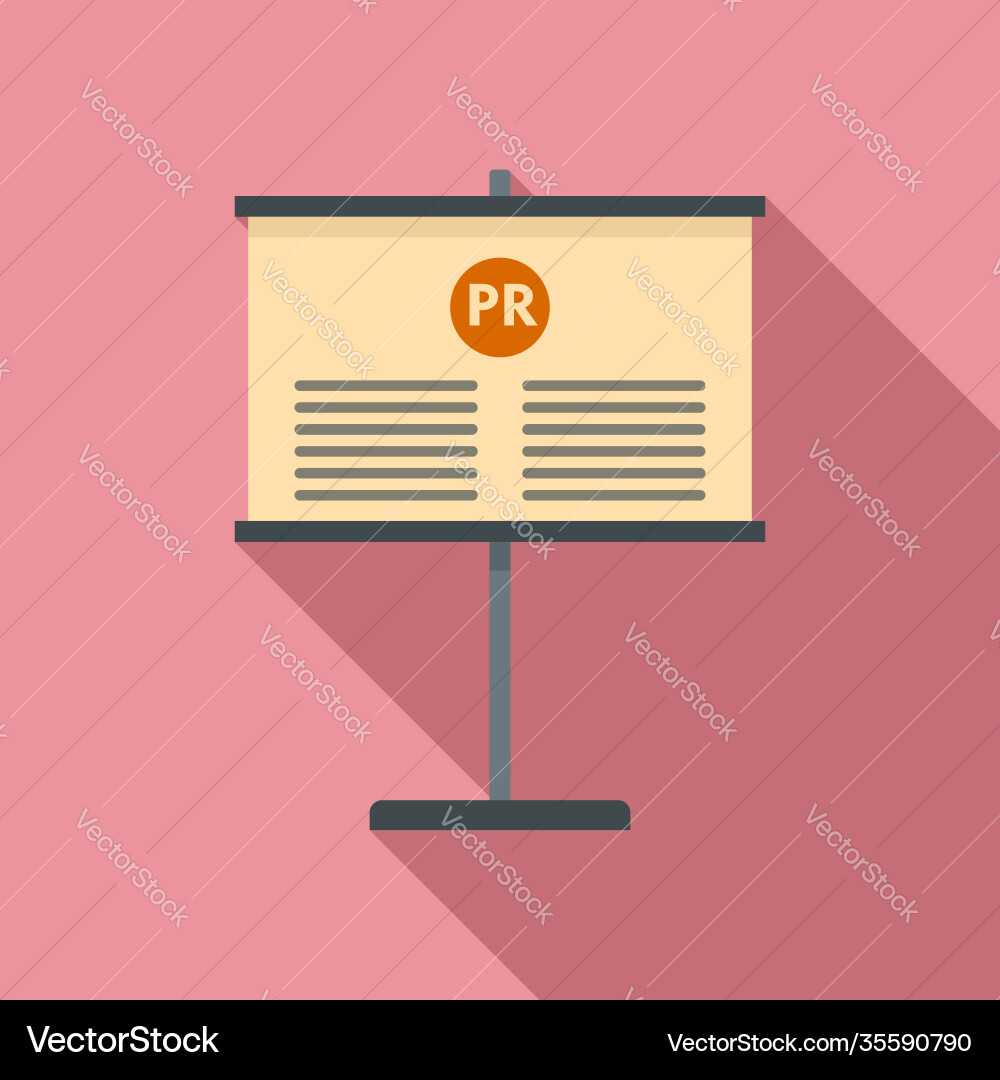 Pr company banner icon flat style Royalty Free Vector Image