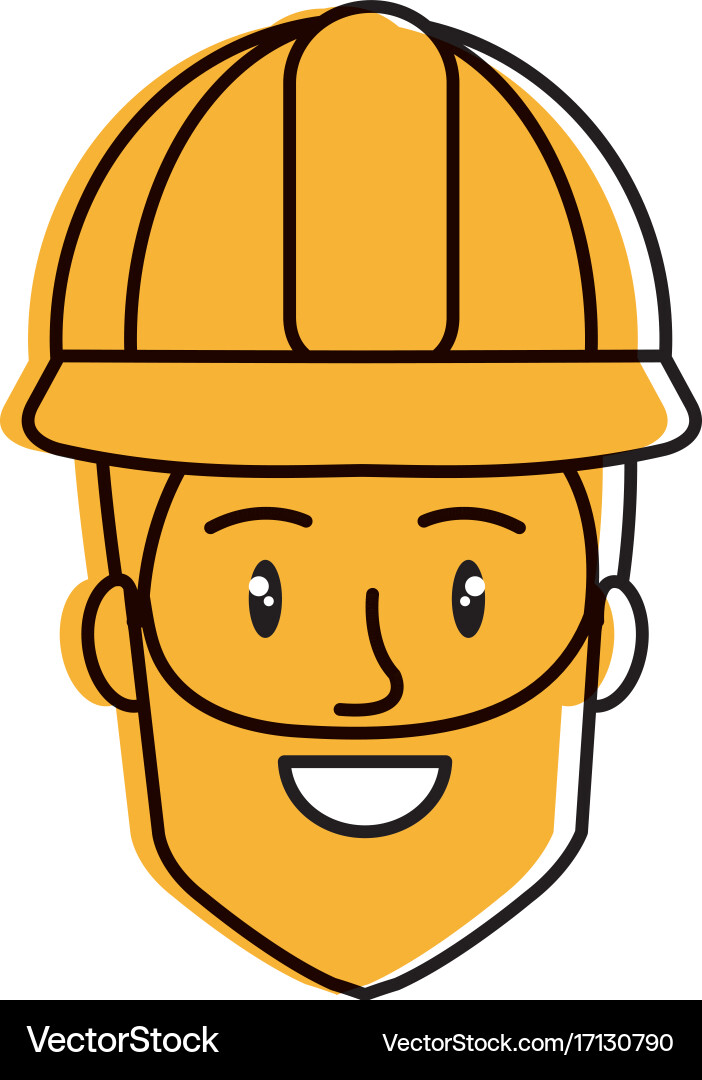 Repairman builder head avatar character Royalty Free Vector