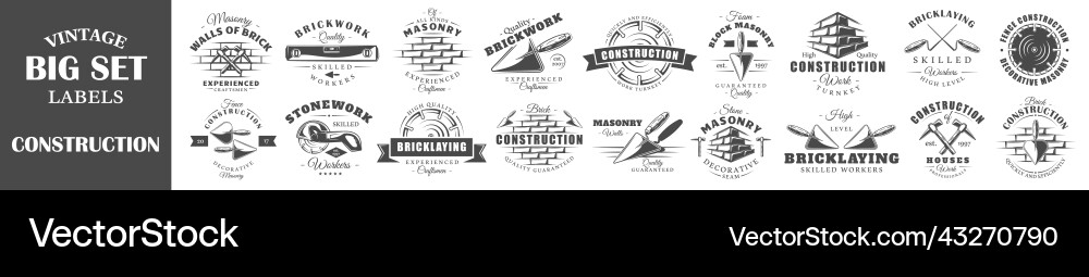 Set of vintage construction labels Royalty Free Vector Image