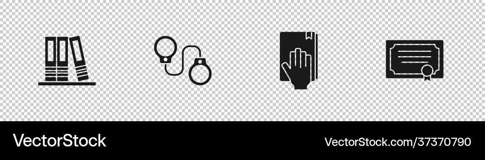 Set office folders handcuffs oath on holy Vector Image
