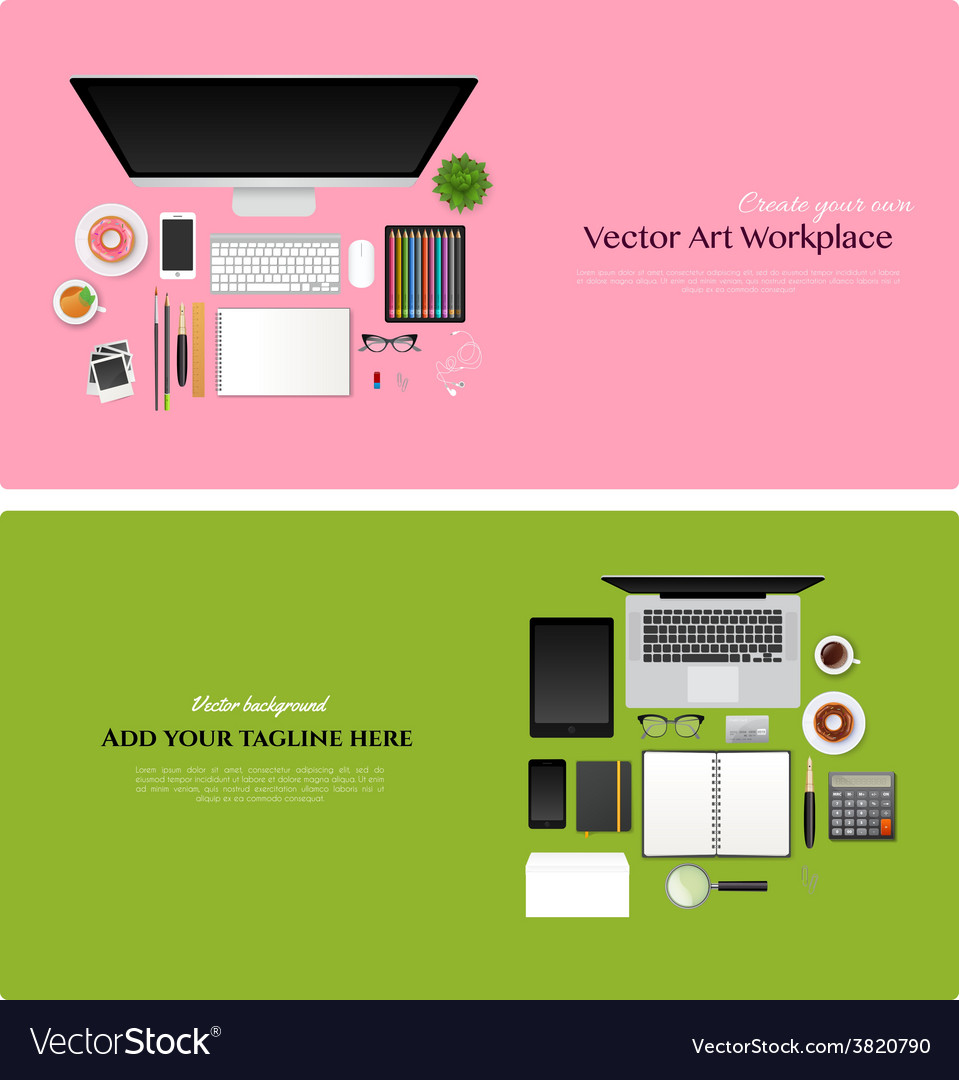 Workplace with isolated objects Royalty Free Vector Image