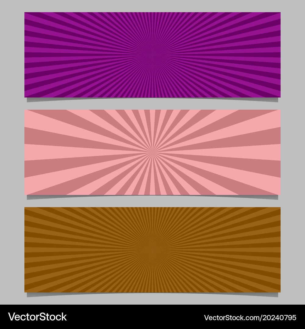 Abstract colorful ray burst banner background set Vector Image