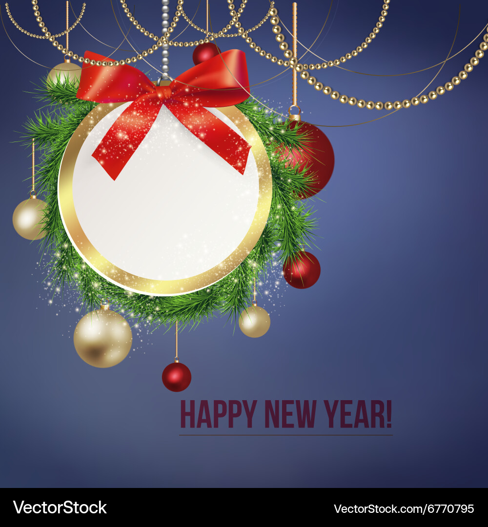 Christmas banner with frame from fir branches Vector Image