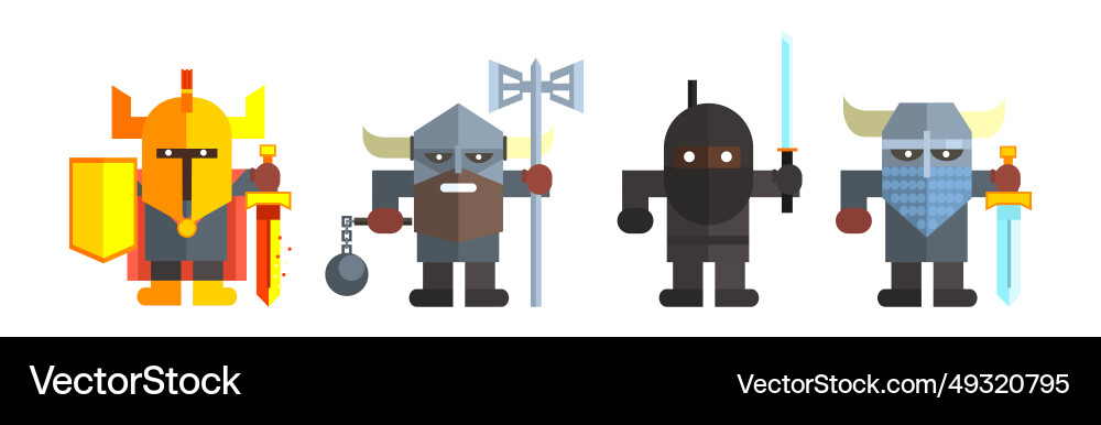 Fantasy game knight character heroes with weapon Vector Image