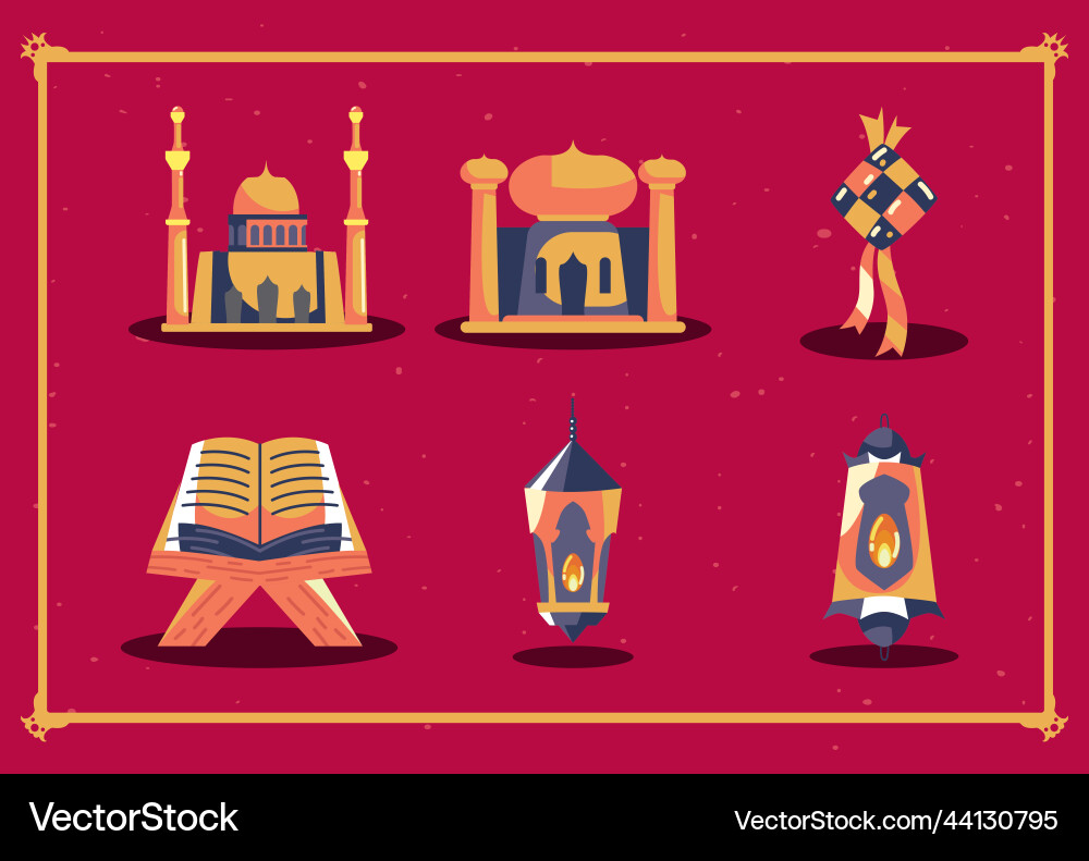 Flat muslim items Royalty Free Vector Image - VectorStock