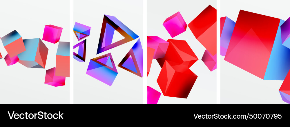 Flying 3d shapes cubes and other geometric Vector Image