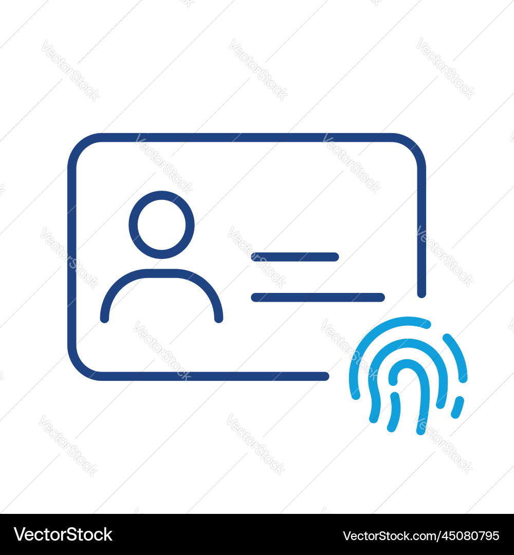 Id card with fingerprint line icon Royalty Free Vector Image