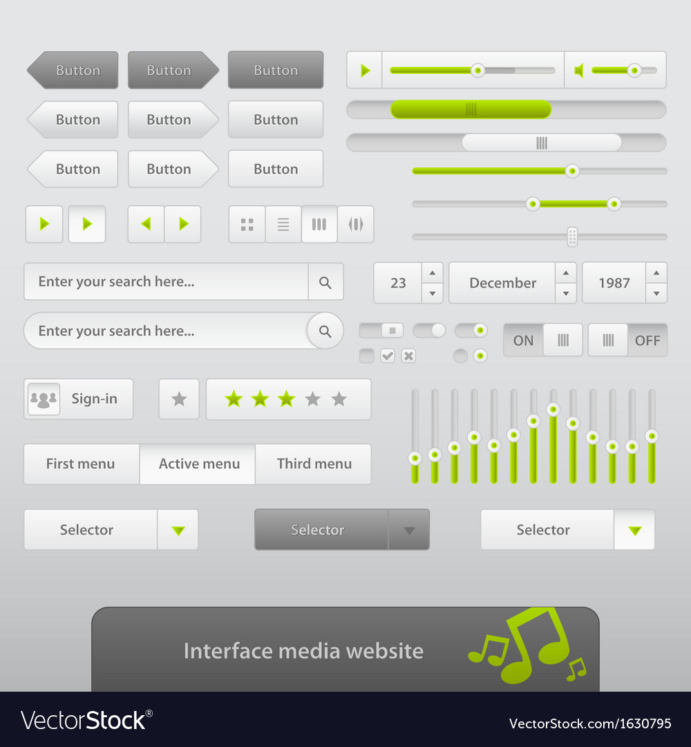 Interface media website Royalty Free Vector Image