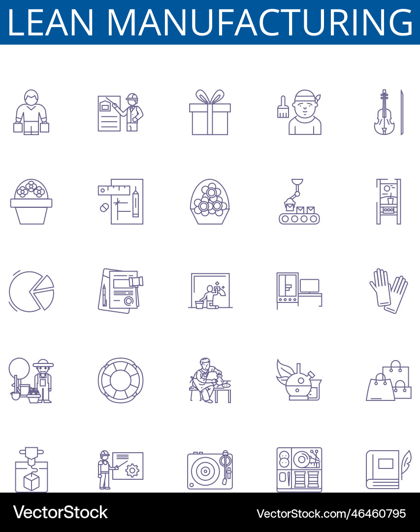 Lean manufacturing line icons signs set design Vector Image