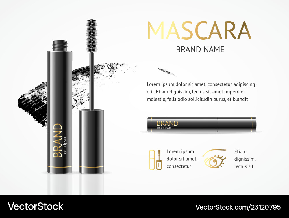 Realistic 3d detailed mascara makeup concept Vector Image