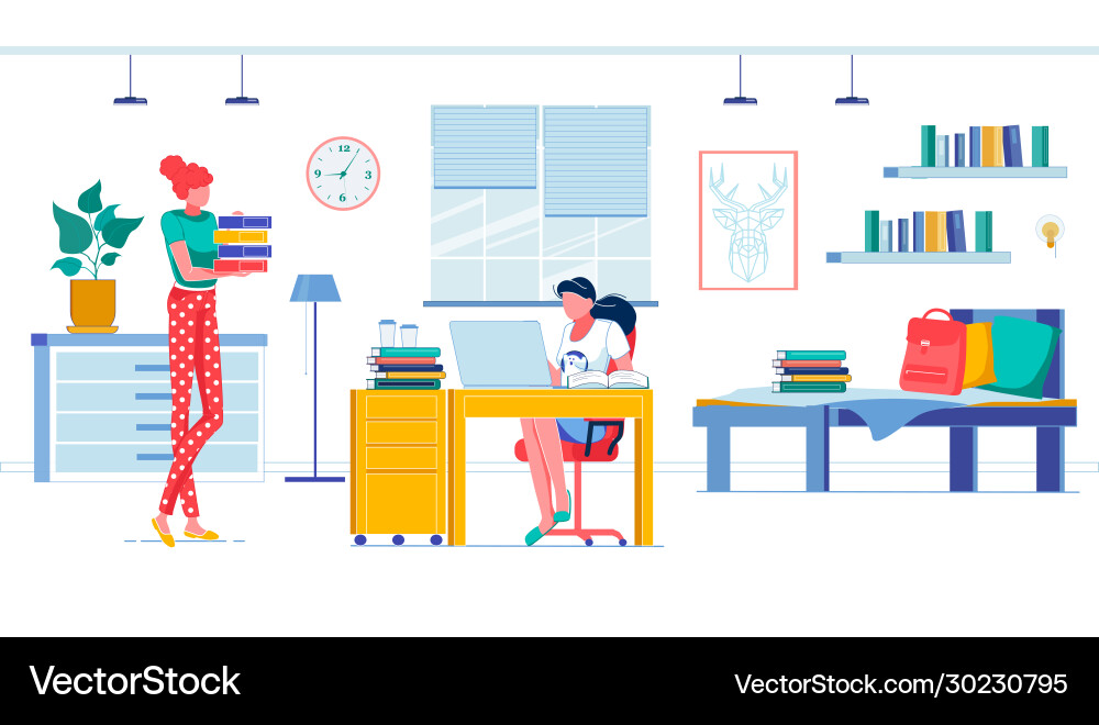 Room in student dormitory as place for studying Vector Image