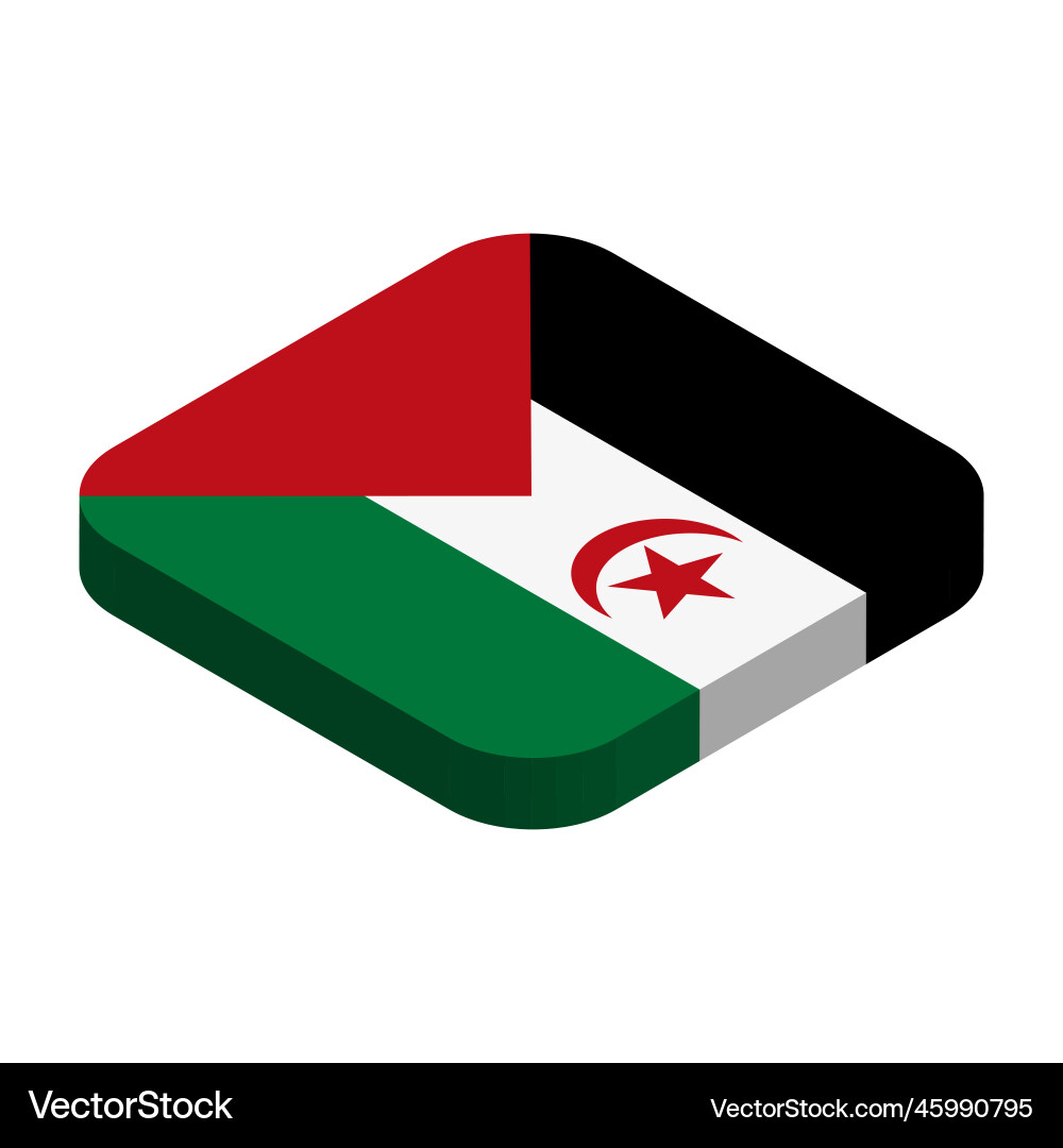 Rounded square isometric flag of sahrawi Vector Image
