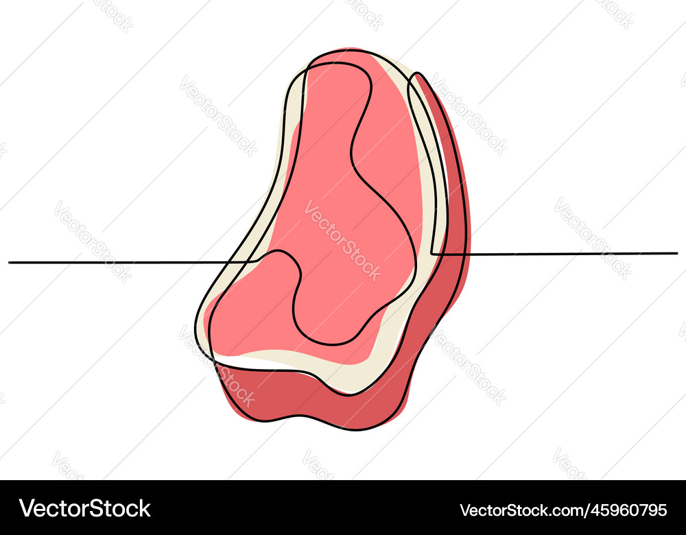 Single continuous line of big fresh steak Vector Image