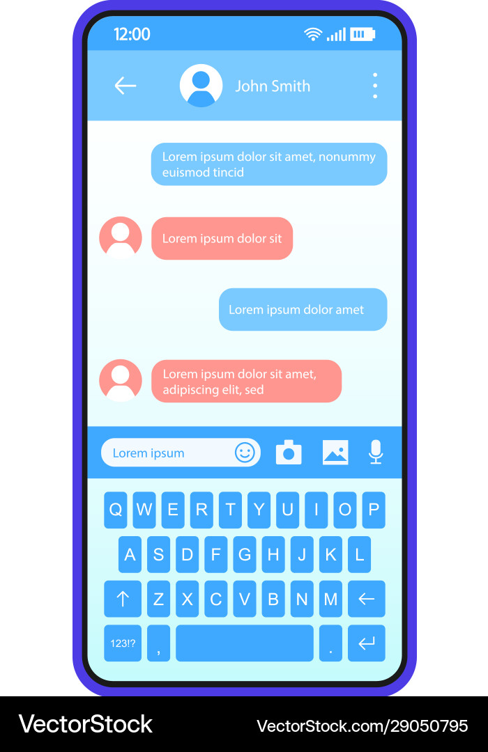 Smartphone chat interface template Royalty Free Vector Image