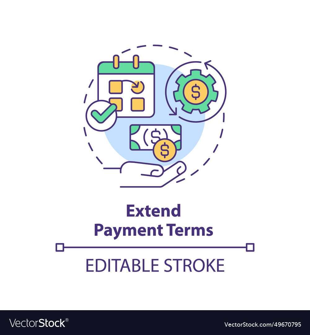 Thin line simple colorful extend payment terms Vector Image Thin line simple colorful extend payment terms Vector Image