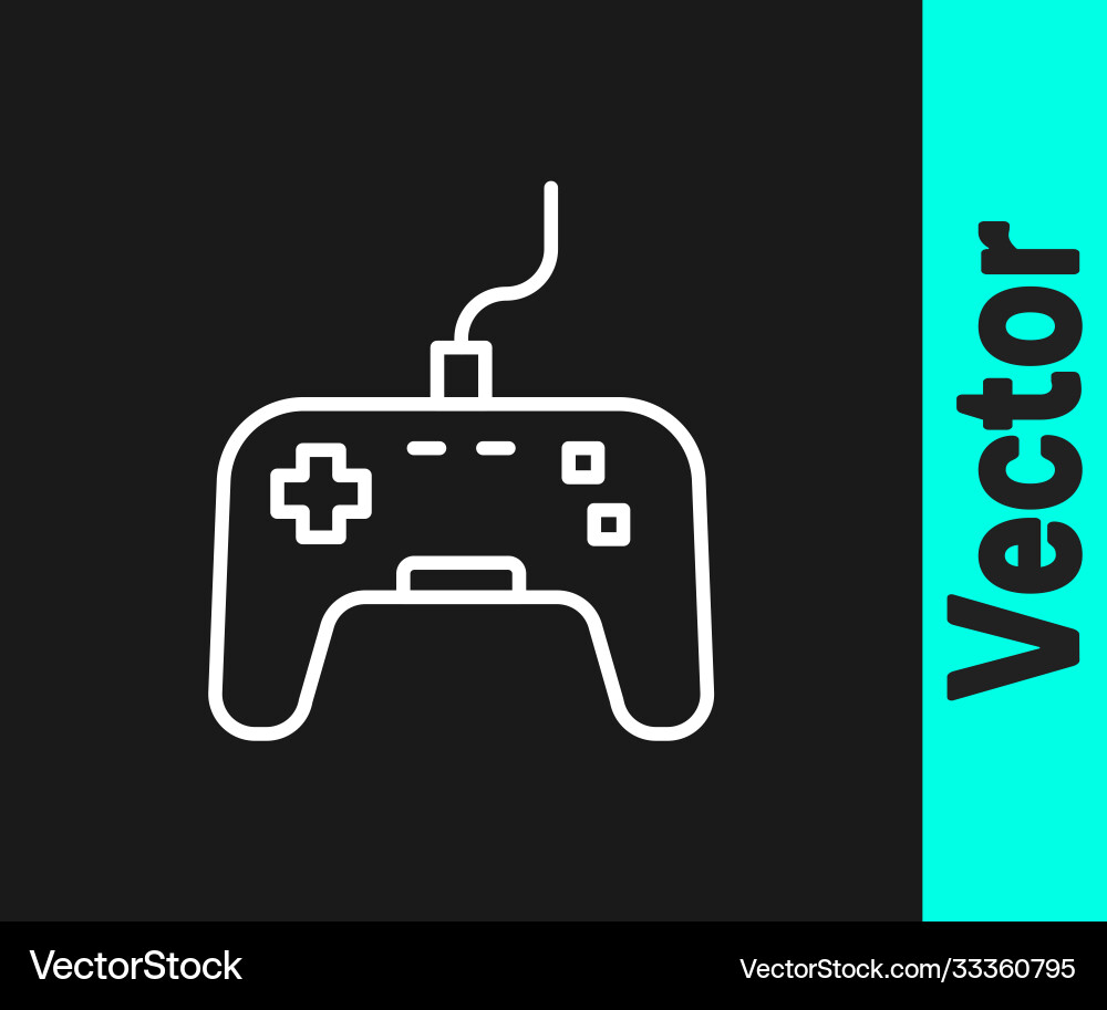 White line gamepad icon isolated on black Vector Image