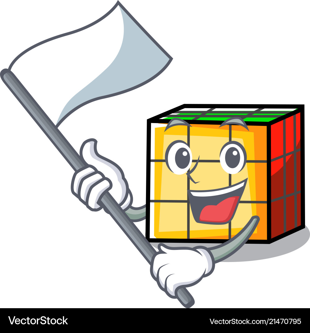 With flag rubik cube mascot cartoon Royalty Free Vector