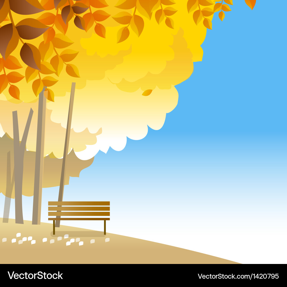 Wooden bench on hilltop Royalty Free Vector Image