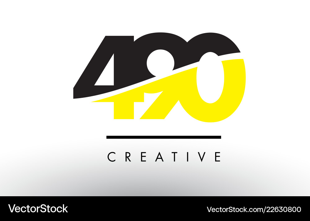 490 black and yellow number logo design Royalty Free Vector