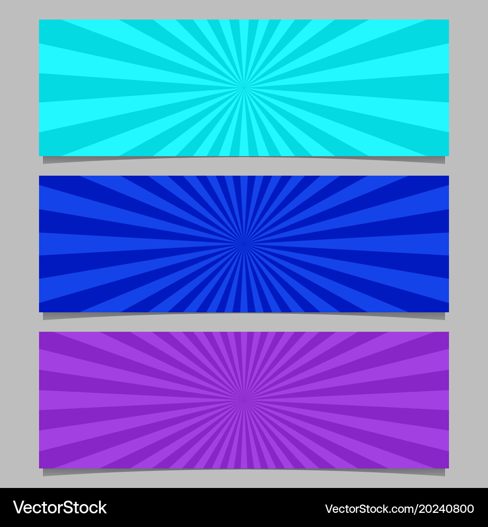 Abstract colorful ray burst banner template set Vector Image