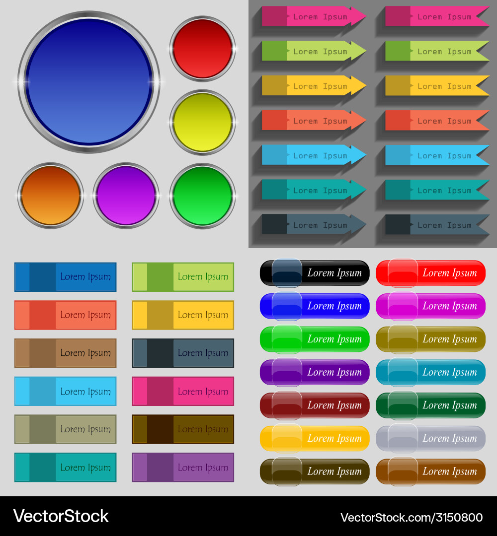 Big set of different colored buttons trendy modern