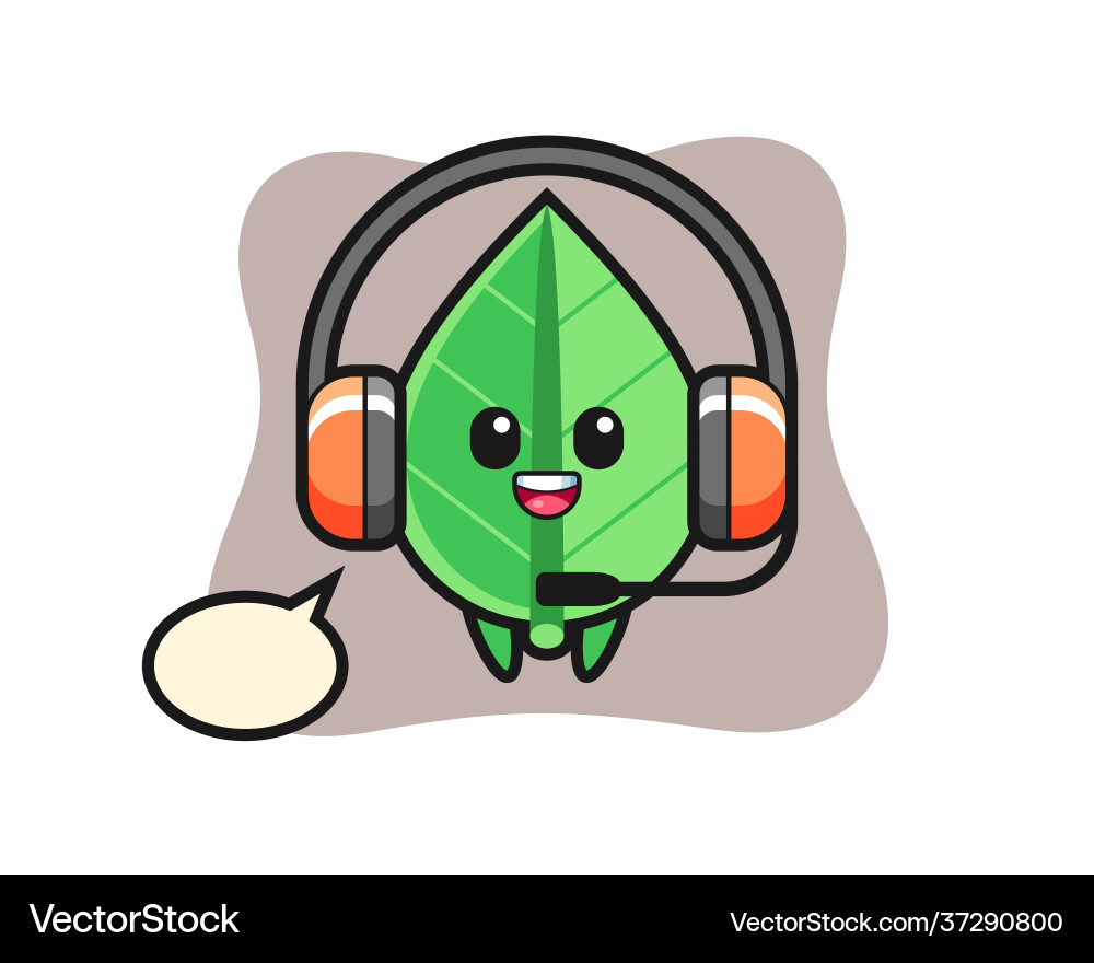Cartoon mascot leaf as a customer service Vector Image