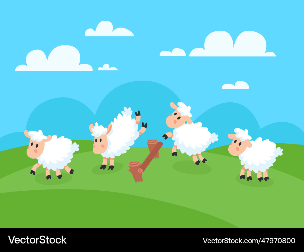 Counting jumping sheeps for goodnight sleep sheep Vector Image