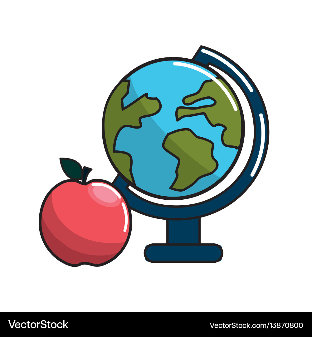 Earth planet desk and apple icon Royalty Free Vector Image