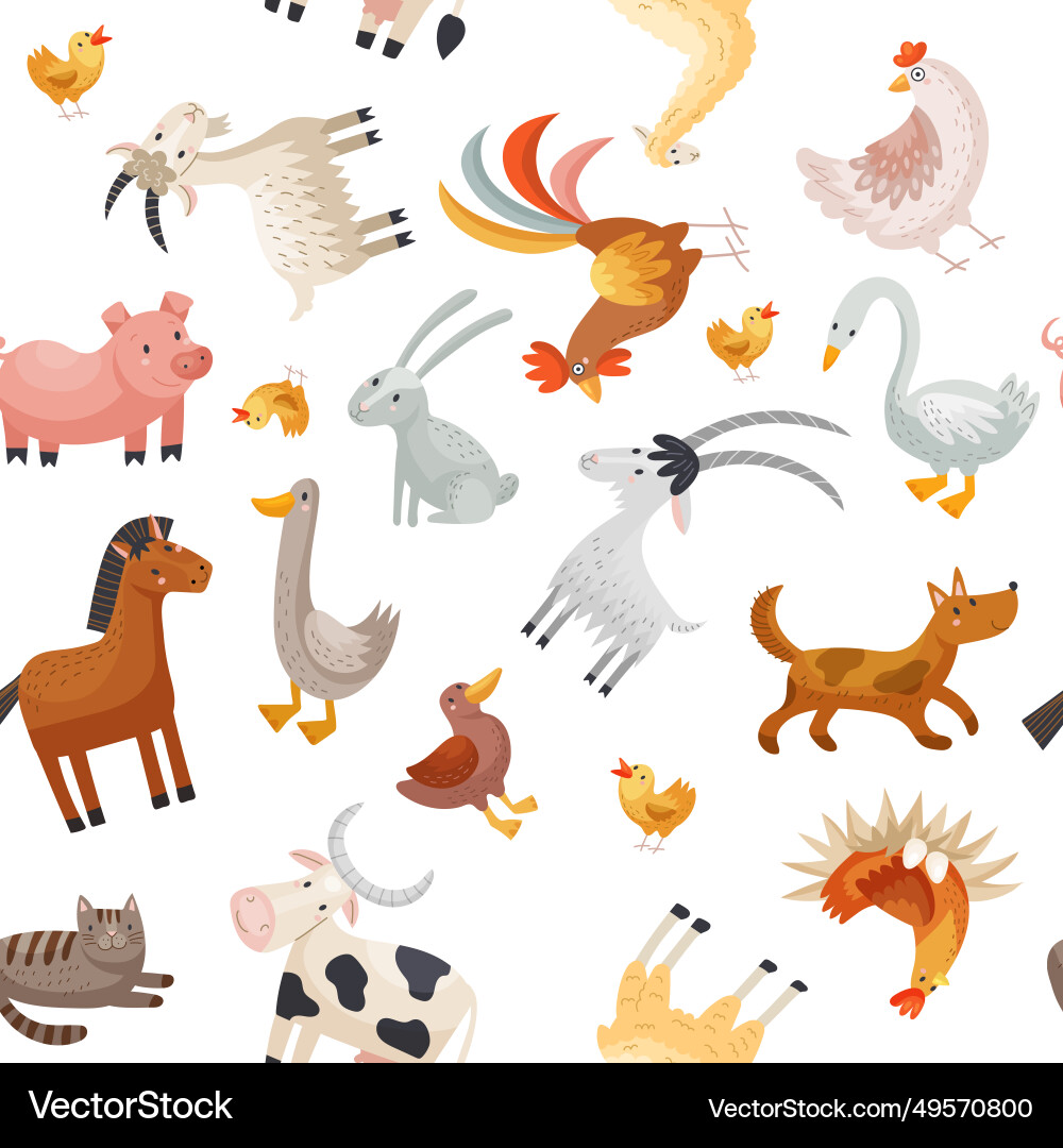Farm animals pattern domestic geese ducks Vector Image