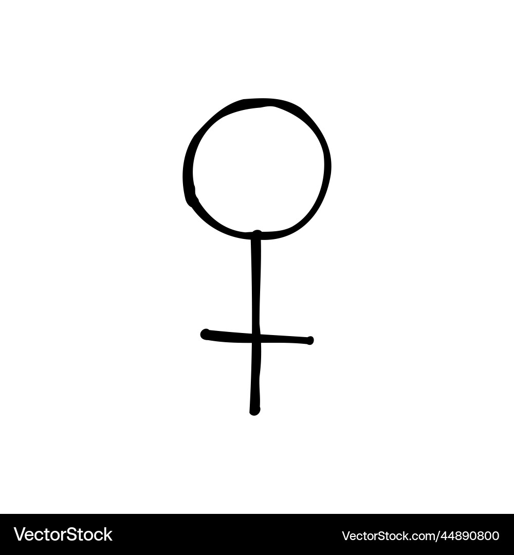 Female symbol doodle icon hand drawn Royalty Free Vector