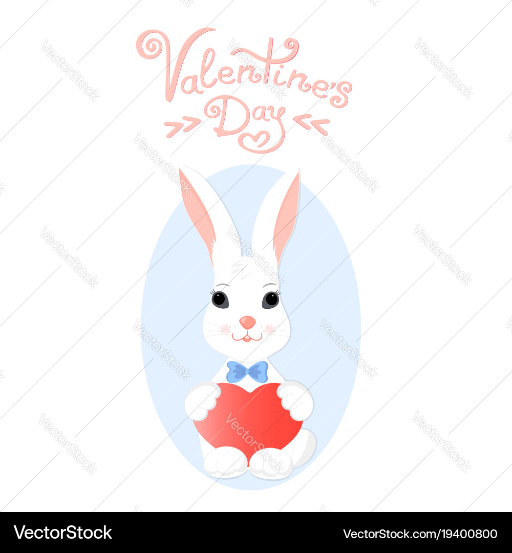 Funny bunny with a heart greeting card Royalty Free Vector