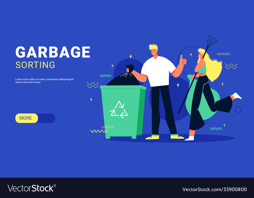Garbage sorting website Royalty Free Vector Image