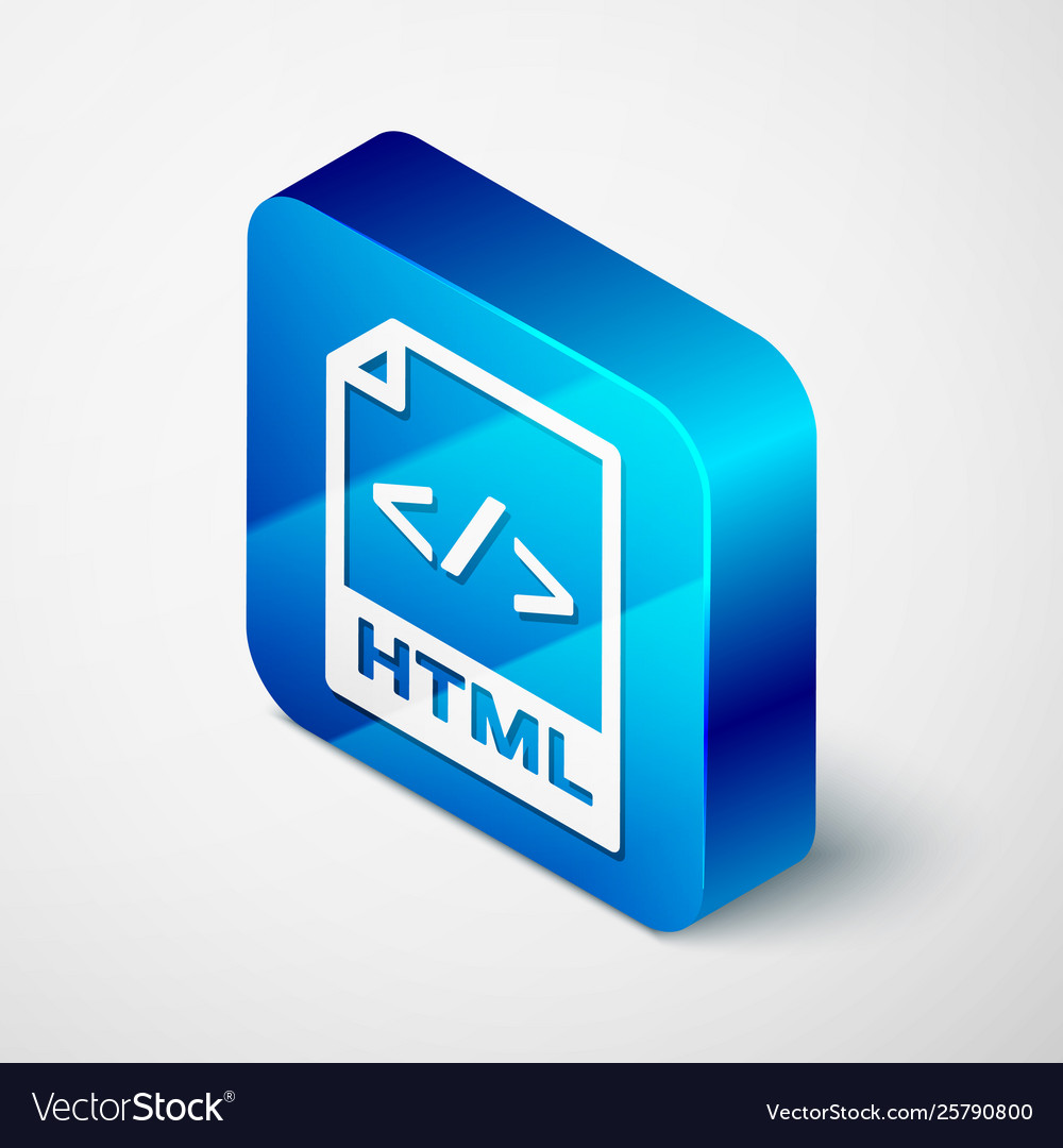 Isometric html file document icon download html Vector Image