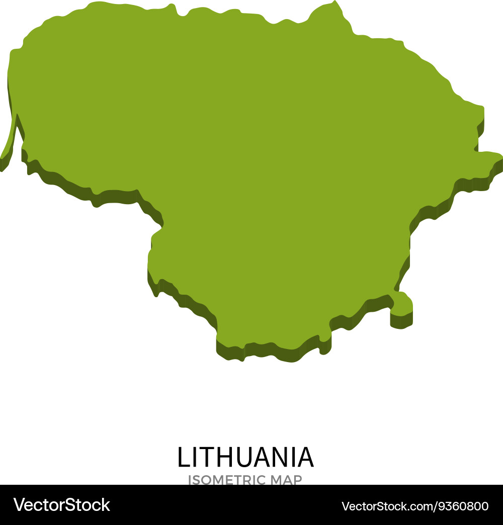 Isometric map of lithuania detailed Royalty Free Vector