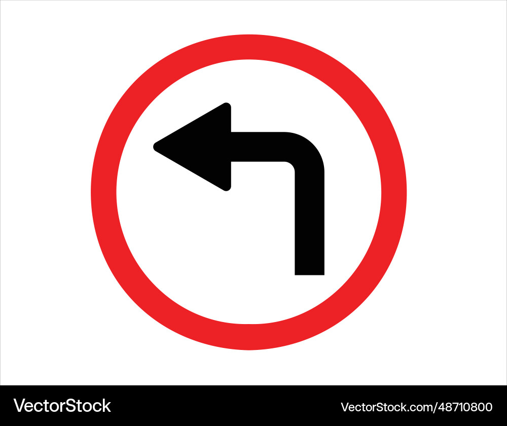 Left turn road sign art white background Vector Image