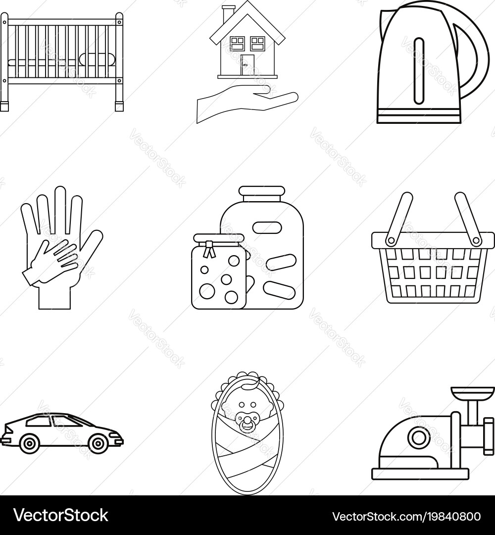 Matrimony icons set outline style Royalty Free Vector Image
