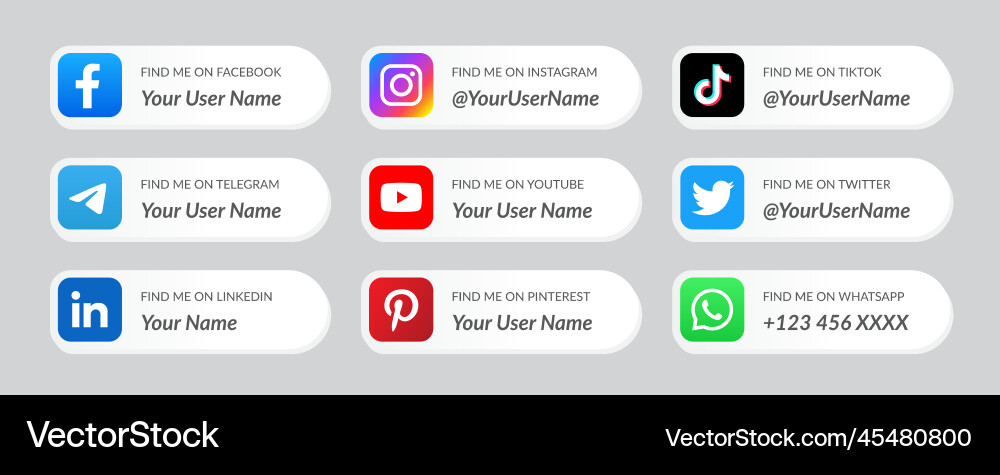 Modern social media lower third icons collection Vector Image
