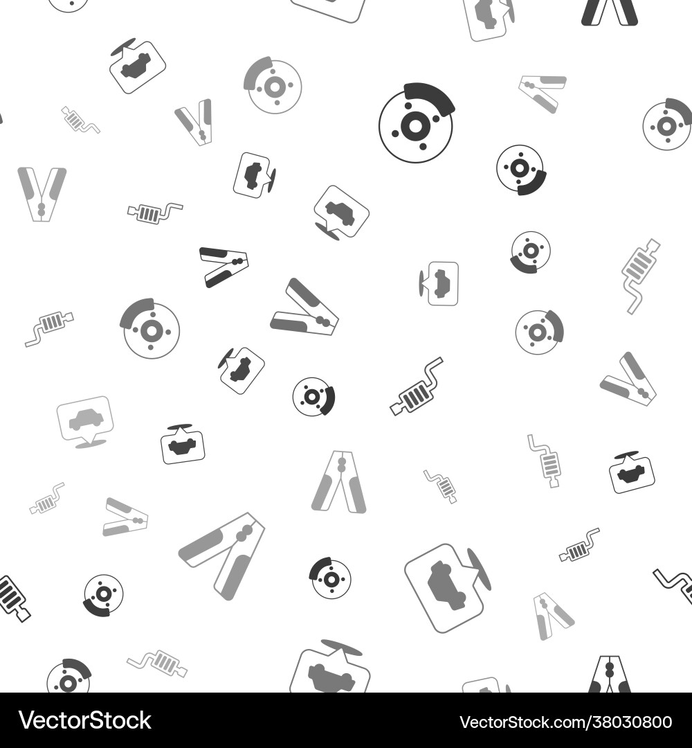 Set car brake disk with caliper service muffler Vector Image