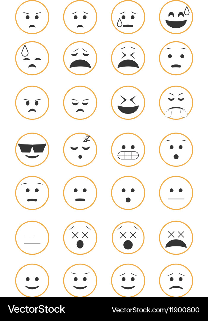 Set of outline emoticon Royalty Free Vector Image